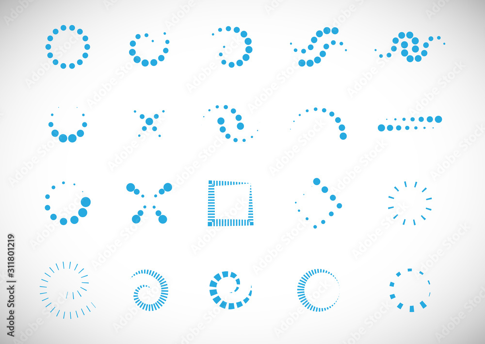Abstract Dot Circle Icons Set. Halftone Logo Concept. Dotted Circle ...