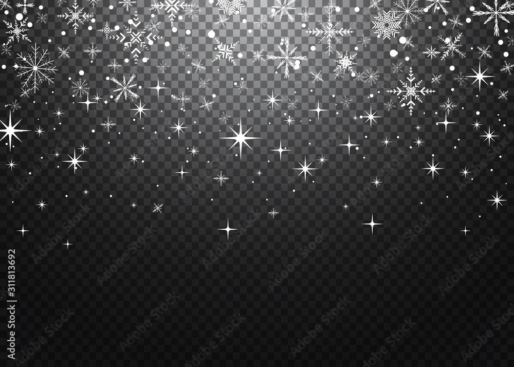 Falling stars effect. Stardust on a transparent background. Vector ...