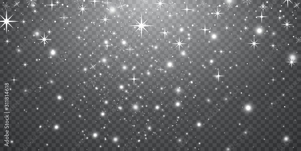 Falling stars effect. Stardust on a transparent background. Vector ...