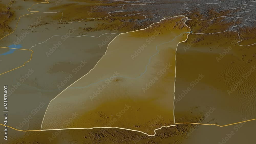 Vidéo Stock Helmand, province with its capital, zoomed and extruded on ...