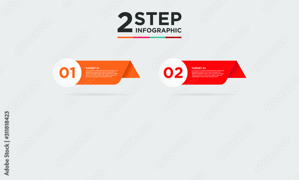 2 step infographic element. Business concept with twooptions and number ...