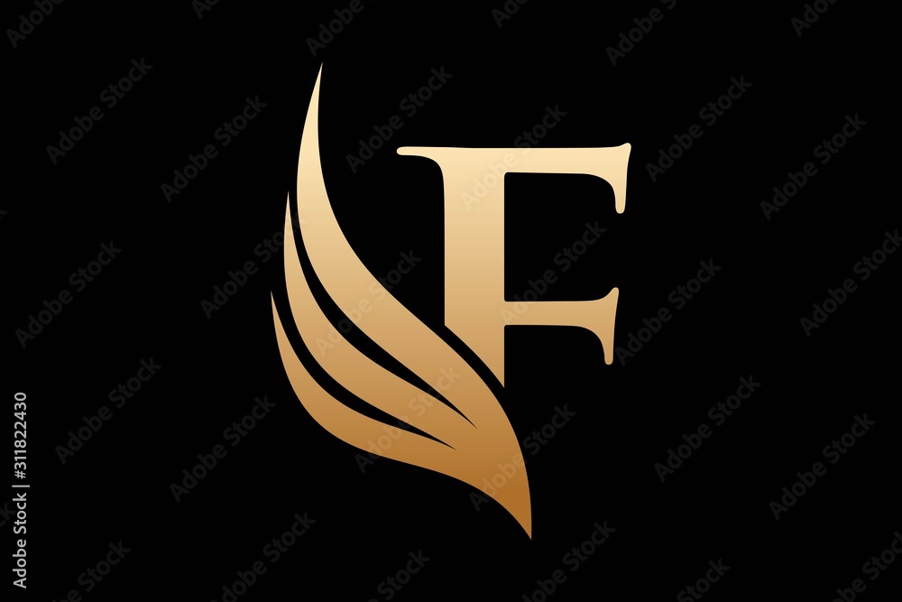 Initial letter F logo and wings symbol. Wings design element, initial ...