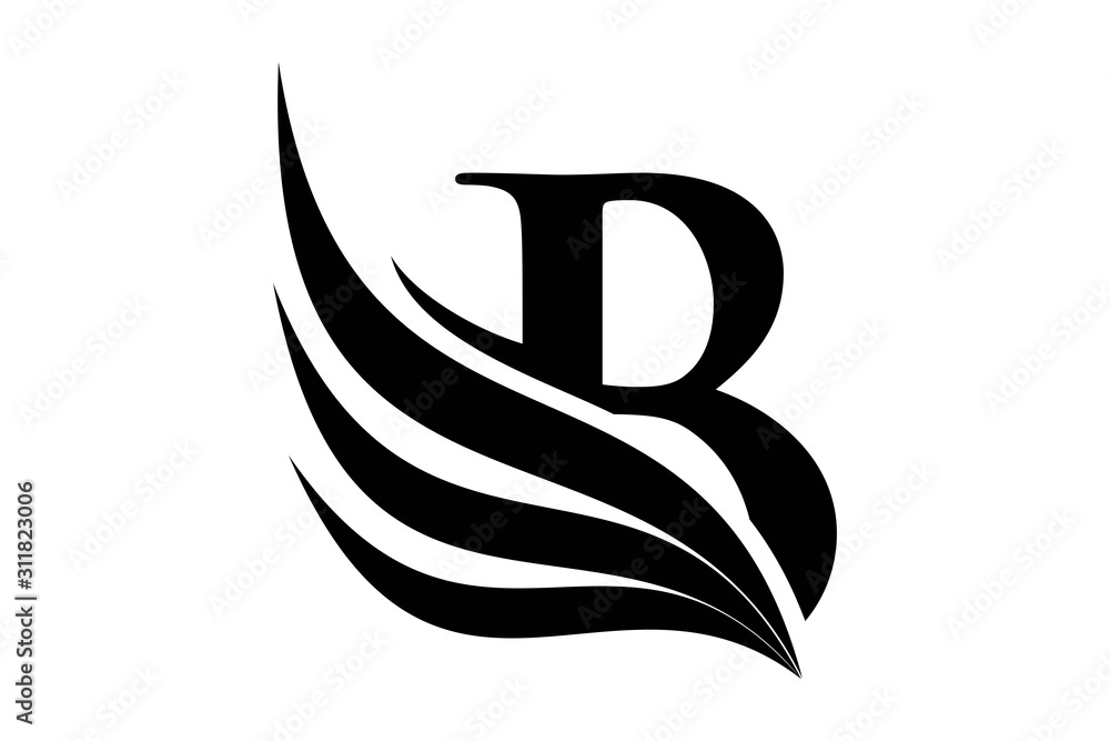 Initial letter B logo and wings symbol. Wings design element, initial ...