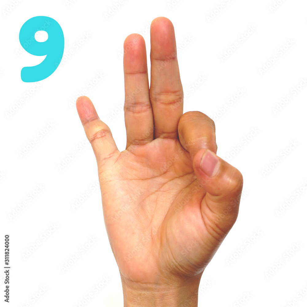 Sign language number 9 for the deaf . Fingerspelling in American Sign ...