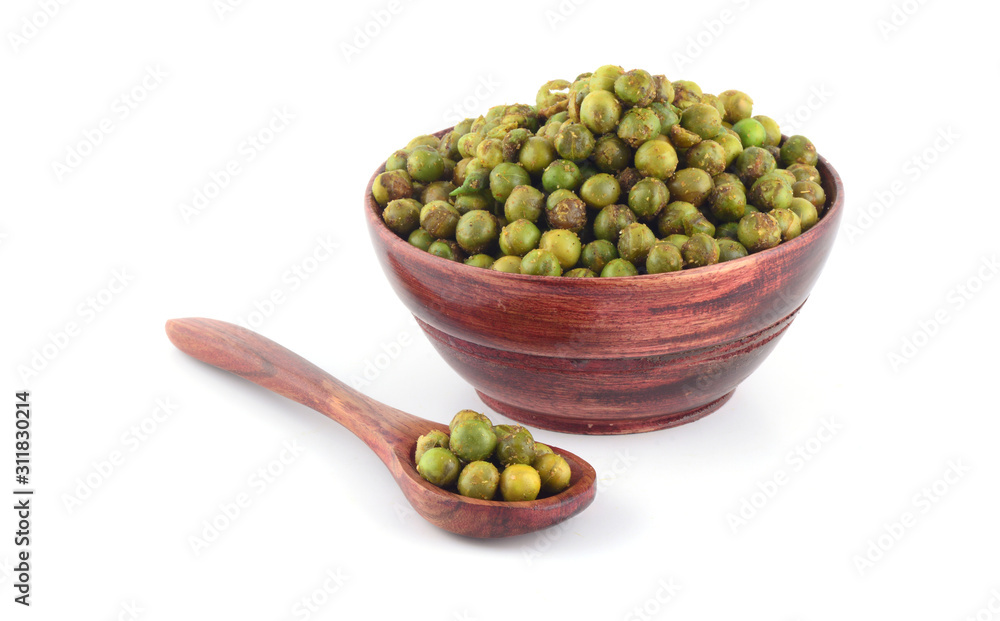 Spiced fried green peas {chatpata matar} Indian snack. Dried salted ...