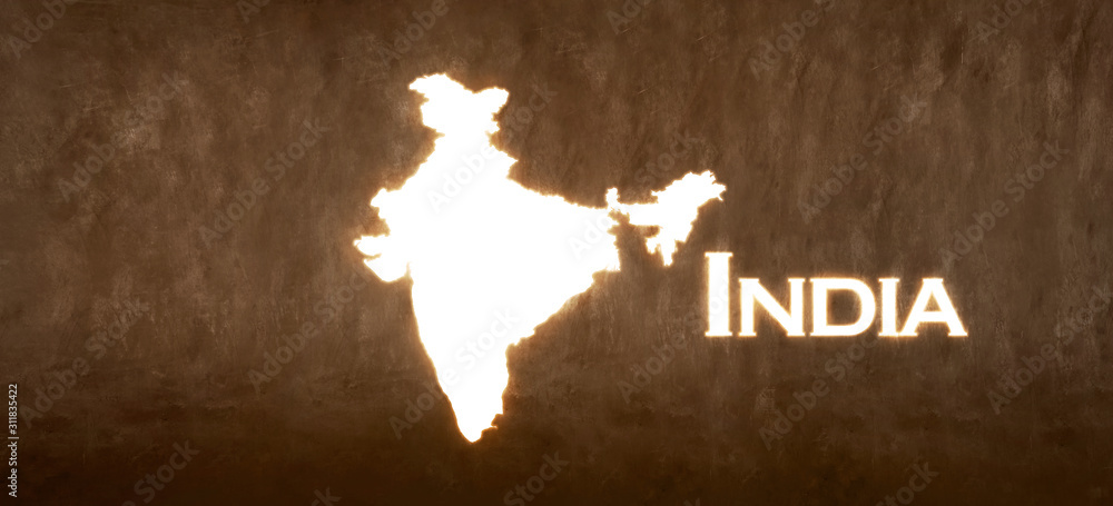 India Map Glowing Bright,White Background Stock Illustration | Adobe Stock
