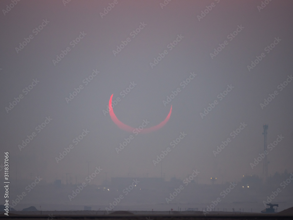 Annular Solar Eclipse of the Sun in Hofuf, Saudi Arabia Stock Photo ...