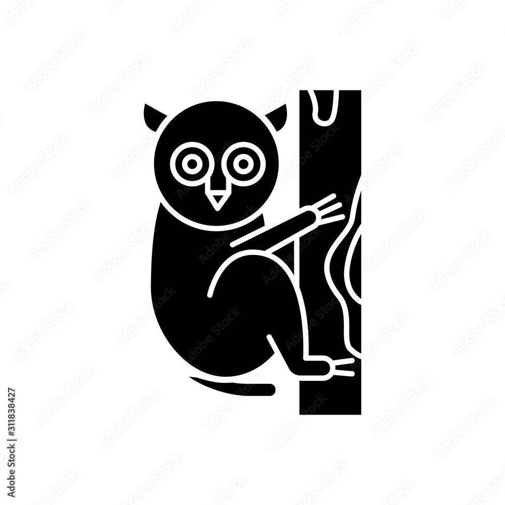 Tarsier glyph icon. Tropical country animals, mammals. Exploring exotic ...