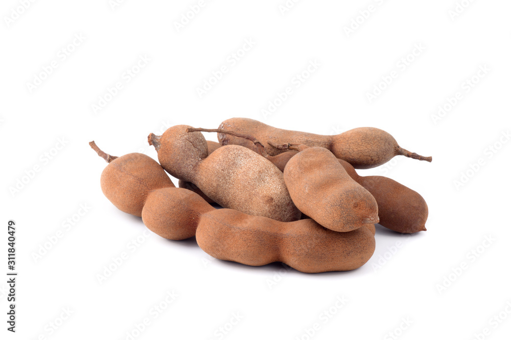 Tamarind isolated on white background. Sweet tamarind (Tamarind indica ...