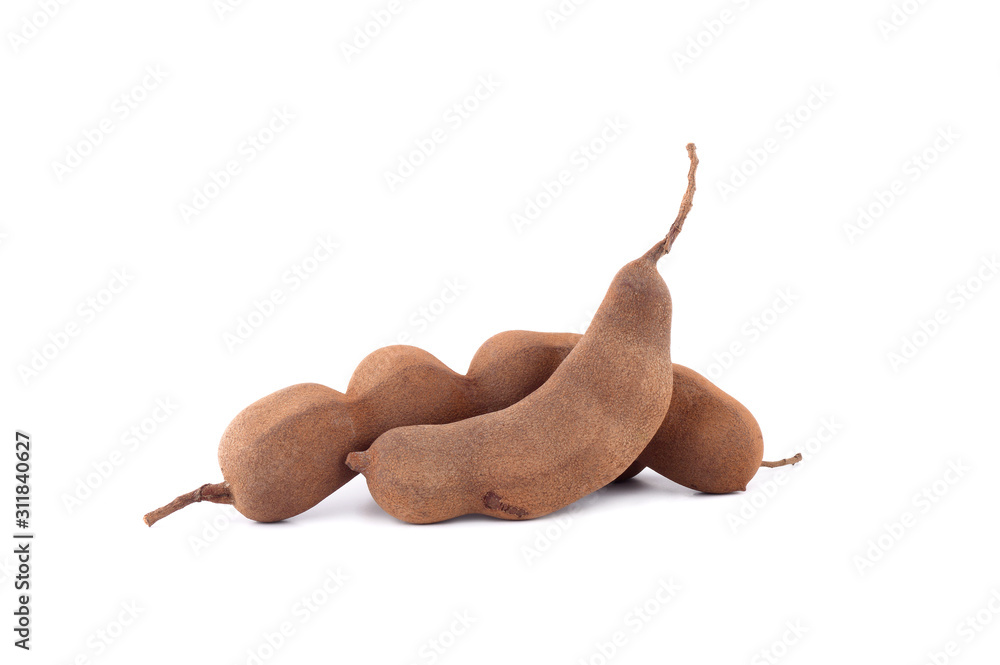 Tamarind isolated on white background. Sweet tamarind (Tamarind indica ...
