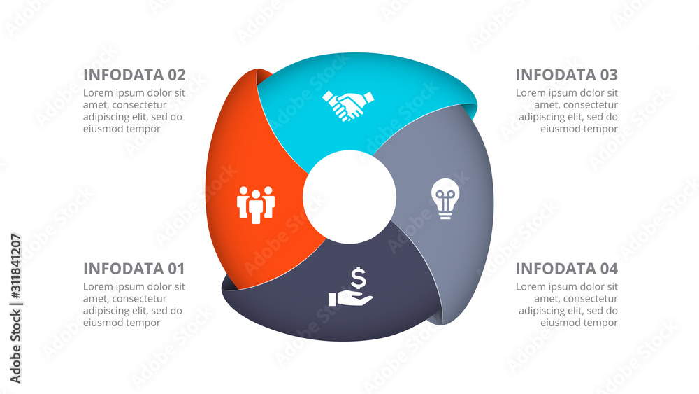 Vector diagram with 4 elements. Design concept of four options of ...
