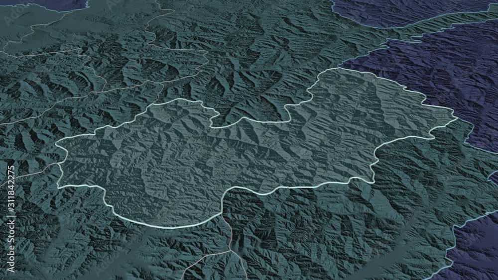 Video Stock Nuristan, province with its capital, zoomed and extruded on ...