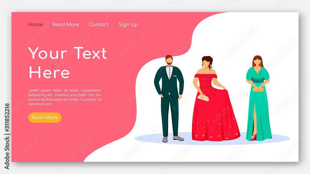 Event organization landing page vector template. Hotel party website ...