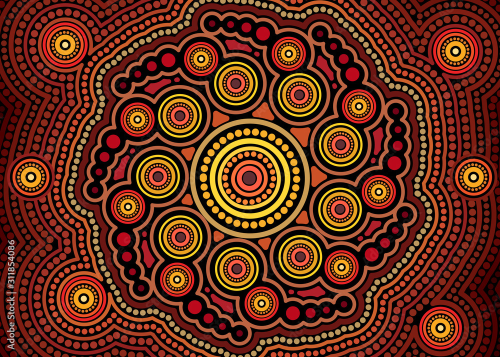 Illustration based on aboriginal style of background. Stock Vector ...