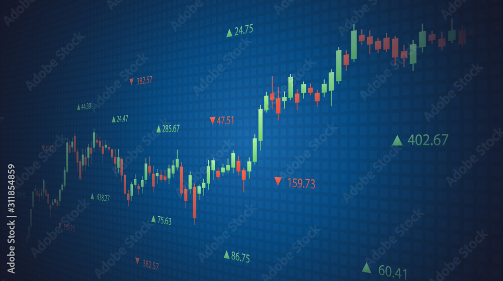 abstract financial chart with uptrend line graph in stock market on ...