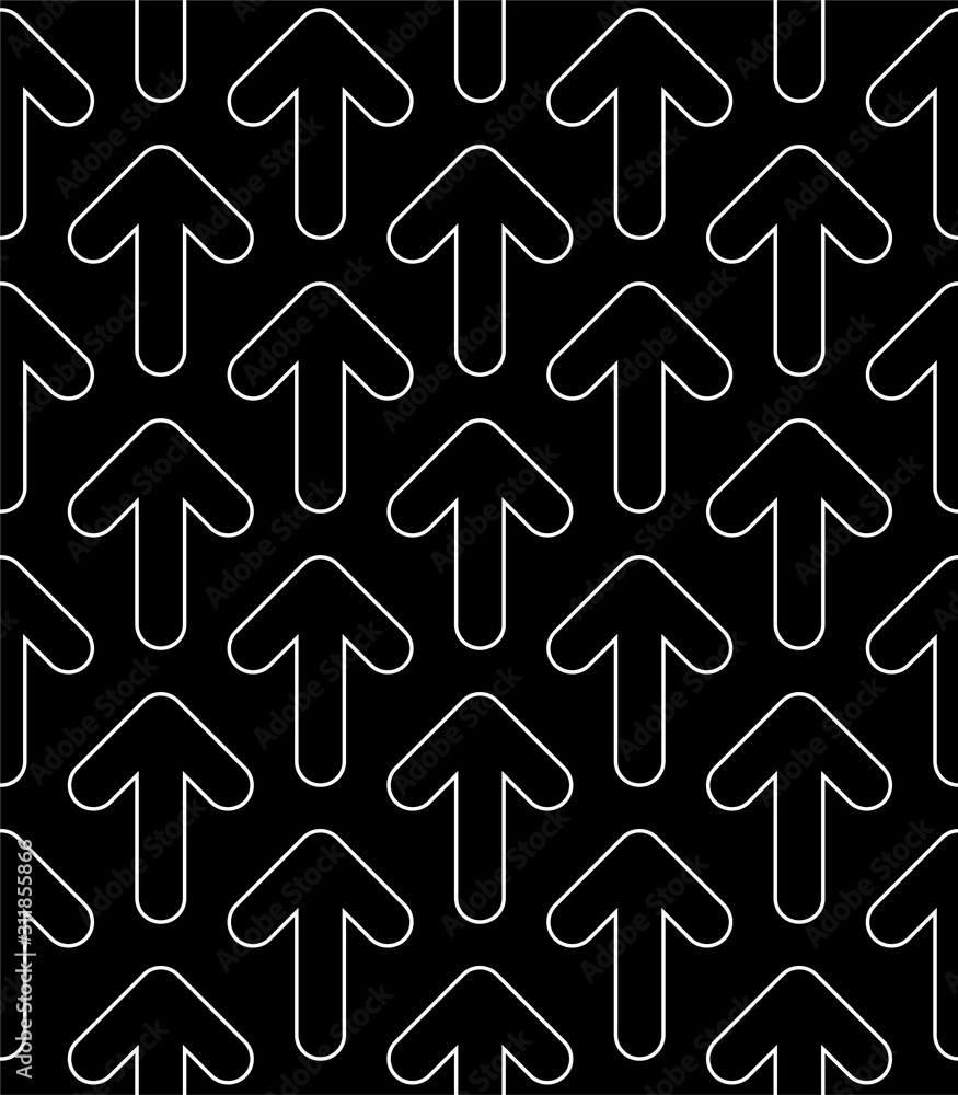 Line art arrows seamless pattern. Black and white vector tileable ...