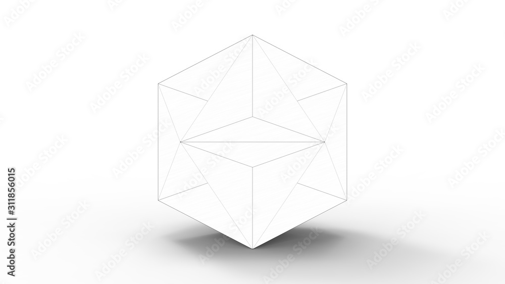3d rendering of a polyhedron model isolated in a studio background ...