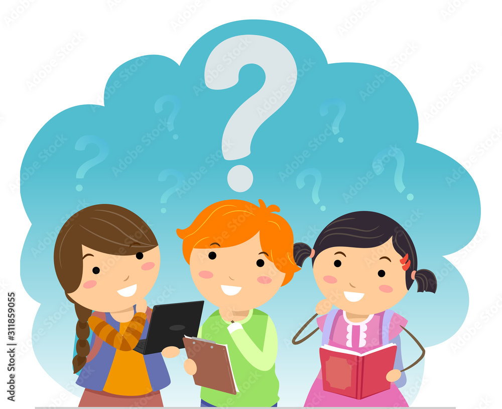 Stickman Kids Student Think Question Marks Stock Vector | Adobe Stock