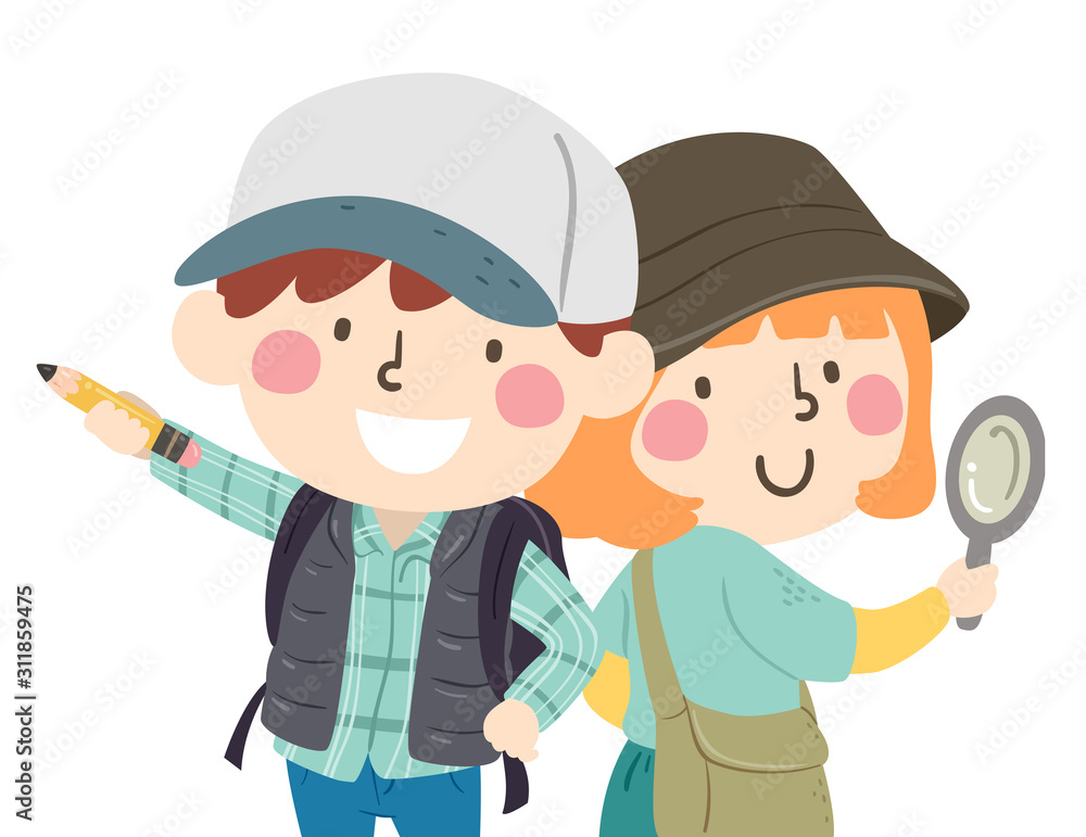Kids Scavenger Hunt Partners Illustration Stock Vector | Adobe Stock