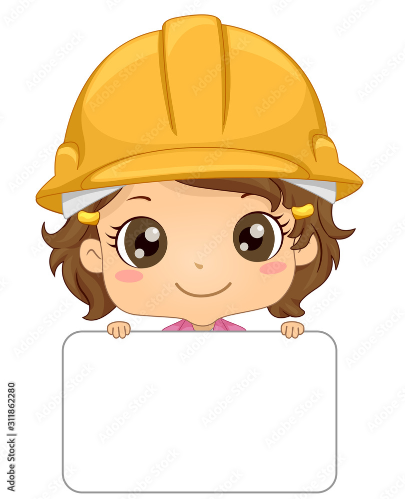Kid Girl Engineer Name Tag Illustration Stock Vector | Adobe Stock
