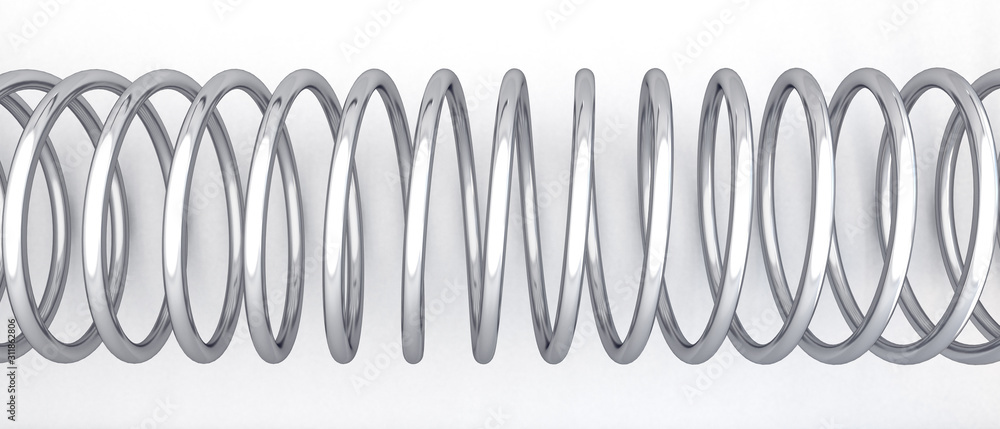 Stretched metal spring on a white background. Stock Illustration ...