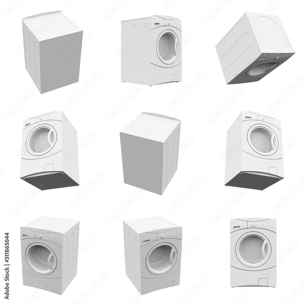 Washing machine 3D Rendering Stock Illustration | Adobe Stock