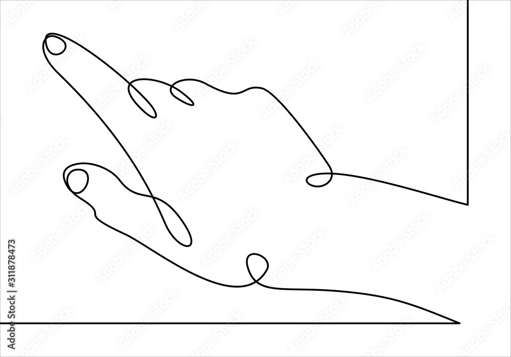 continuous line drawing of hand pointing finger Stock Vector | Adobe Stock
