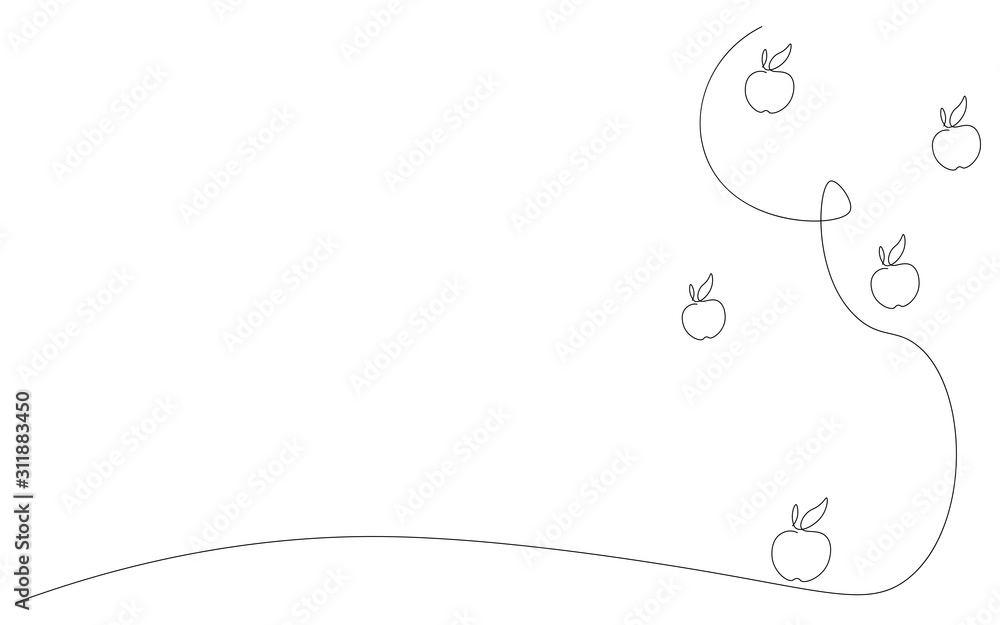 Apple tree line drawing, vector illustration Stock Vector | Adobe Stock