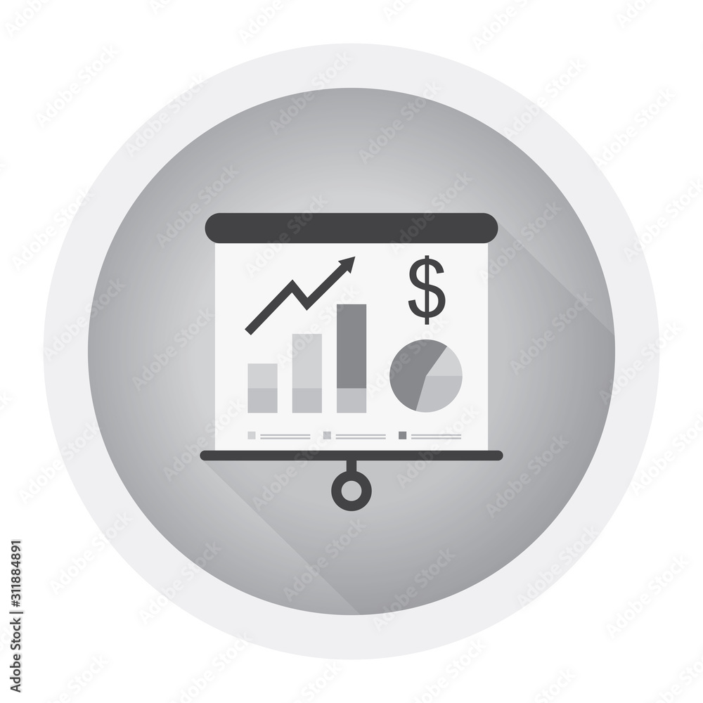 Business presentation icon. Flip chart with growing graph, diagram ...