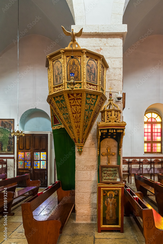 The interior of the St. Nicholas church in Bay Jala - a suburb of ...