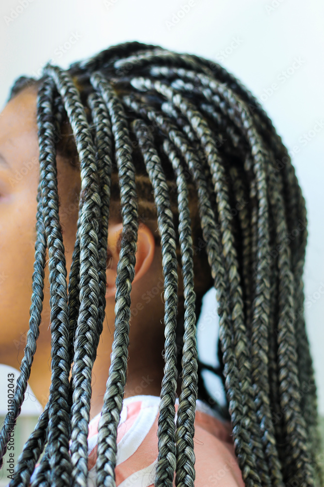 Young afro with blonde Box braids, African hair style also known as ...