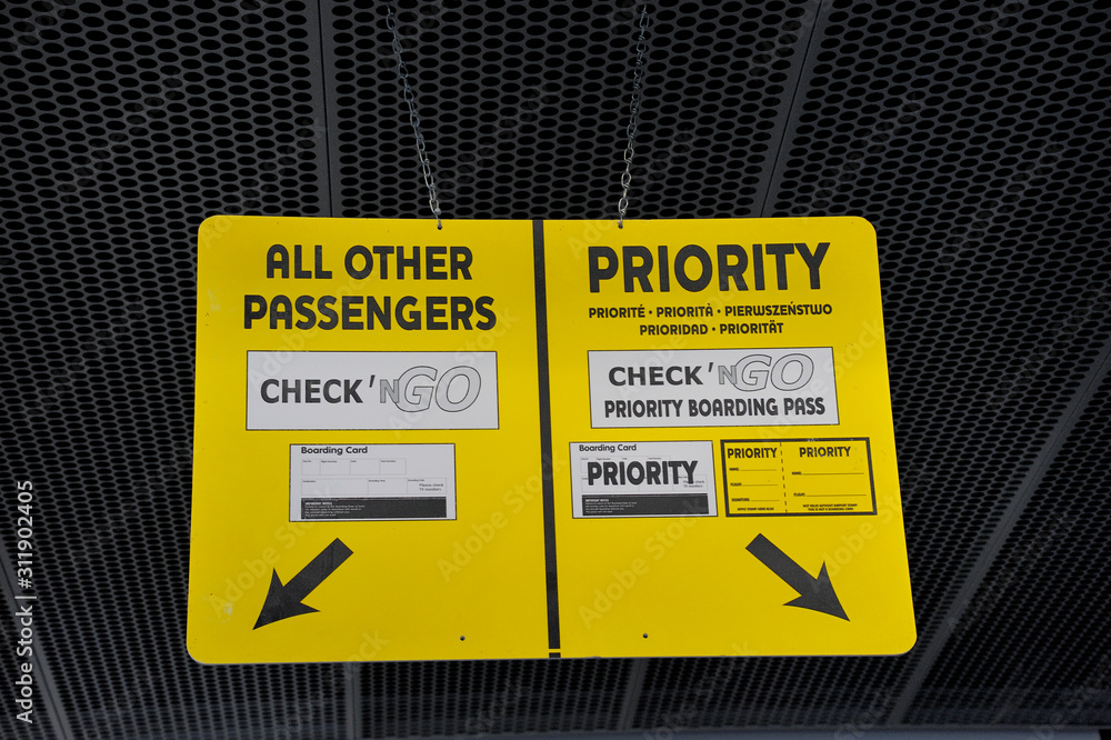 Sign at Airport for Priority and Normal Passengers Stock Photo | Adobe ...