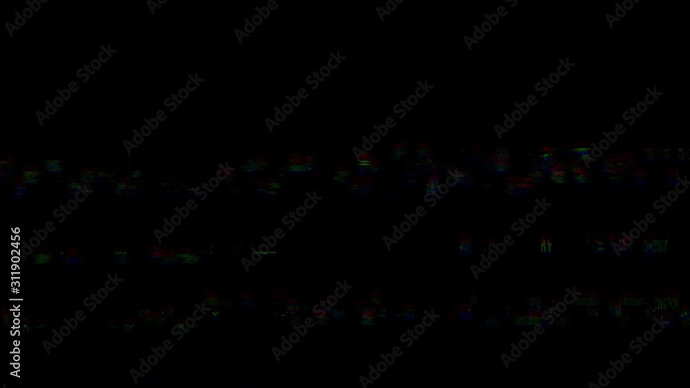 Glitch noise distortion of broken video image black background, VHS ...