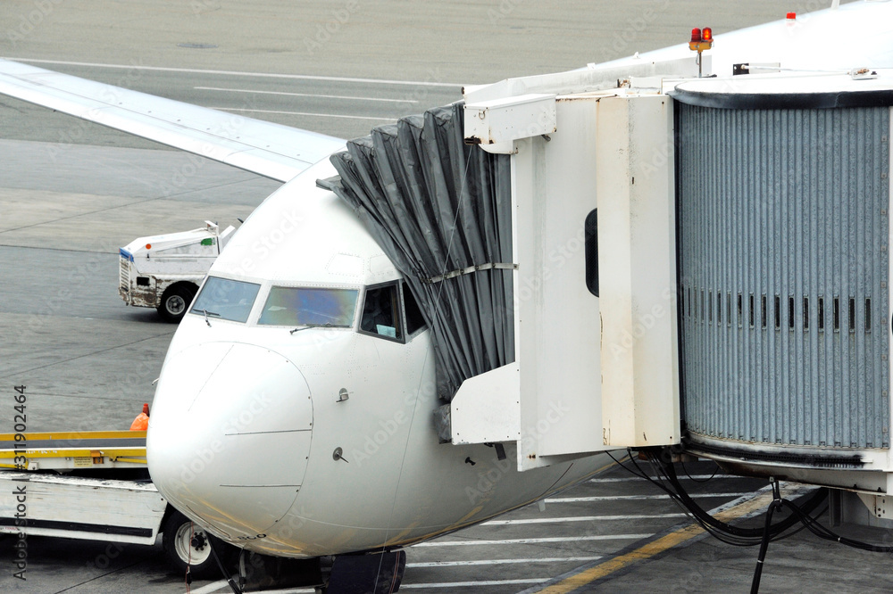 aircraft prepares for boarding passengers Stock Photo | Adobe Stock