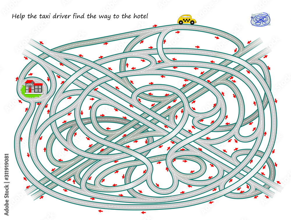 Logical puzzle game with labyrinth for children and adults. Help the ...