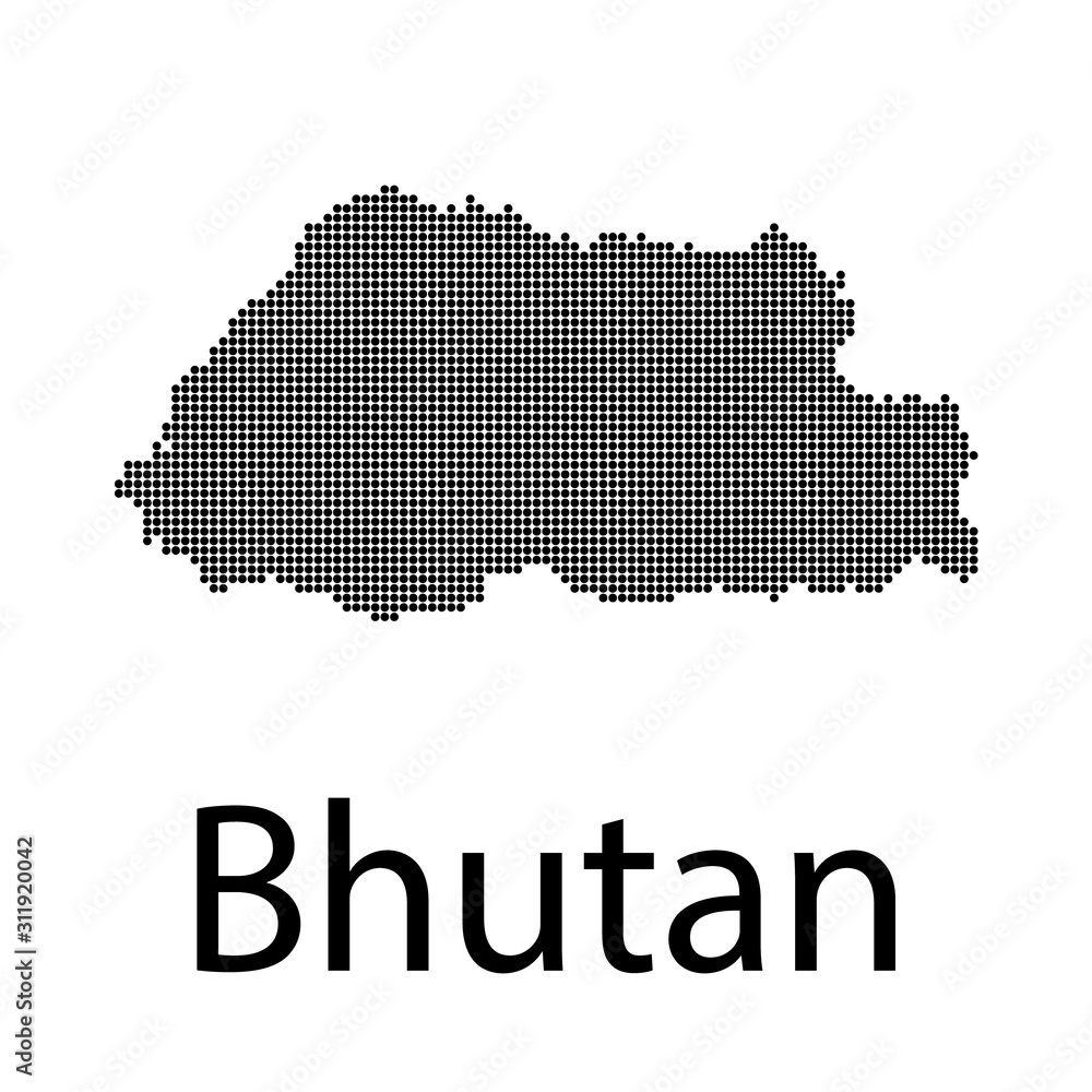 Bhutan map, brown color and country name. Map of Asia. Vector map on ... Bhutan map, brown color and country name. Map of Asia. Vector map on ...