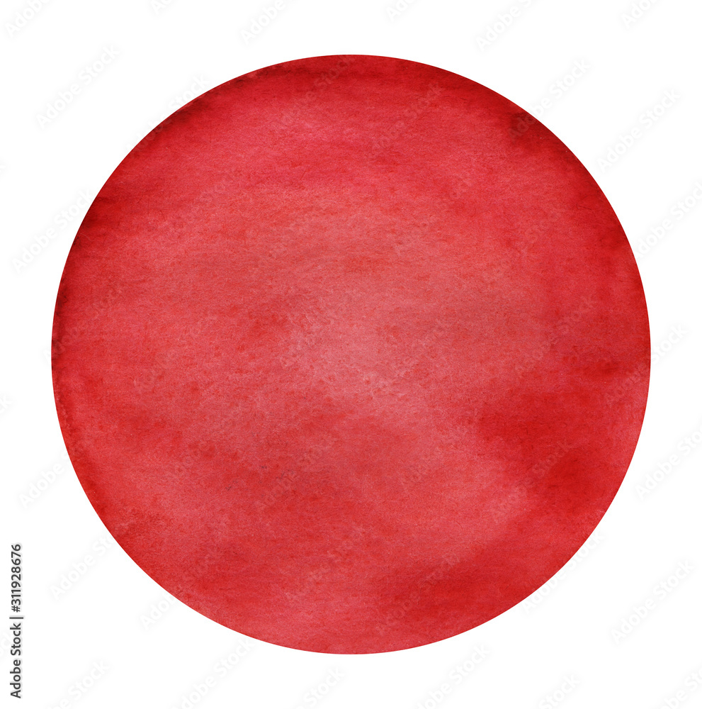 Abstract circle paint background red color isolated on white. Round ...