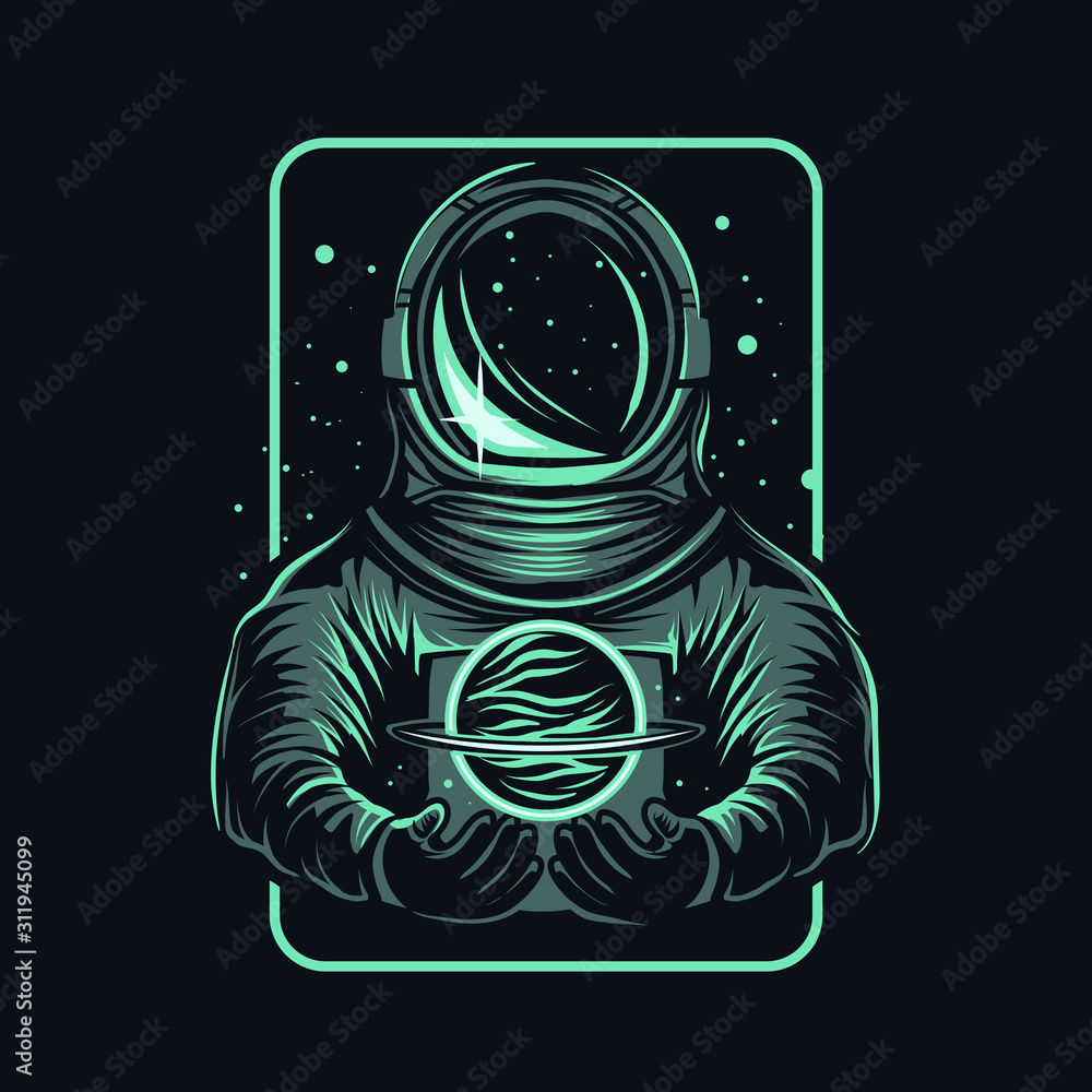 astronaut hold a planet vector illustration Stock Vector | Adobe Stock