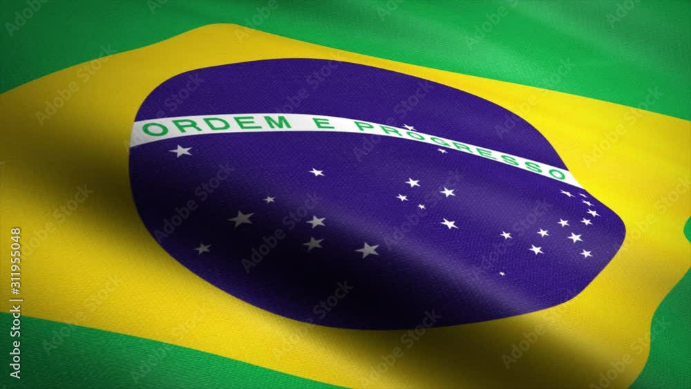 Flag of Brazil. Waving flag with highly detailed fabric texture ...