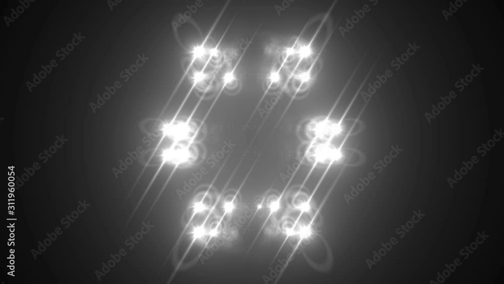 Led screen pixel light flashing with spotlights, shines, lights flare ...