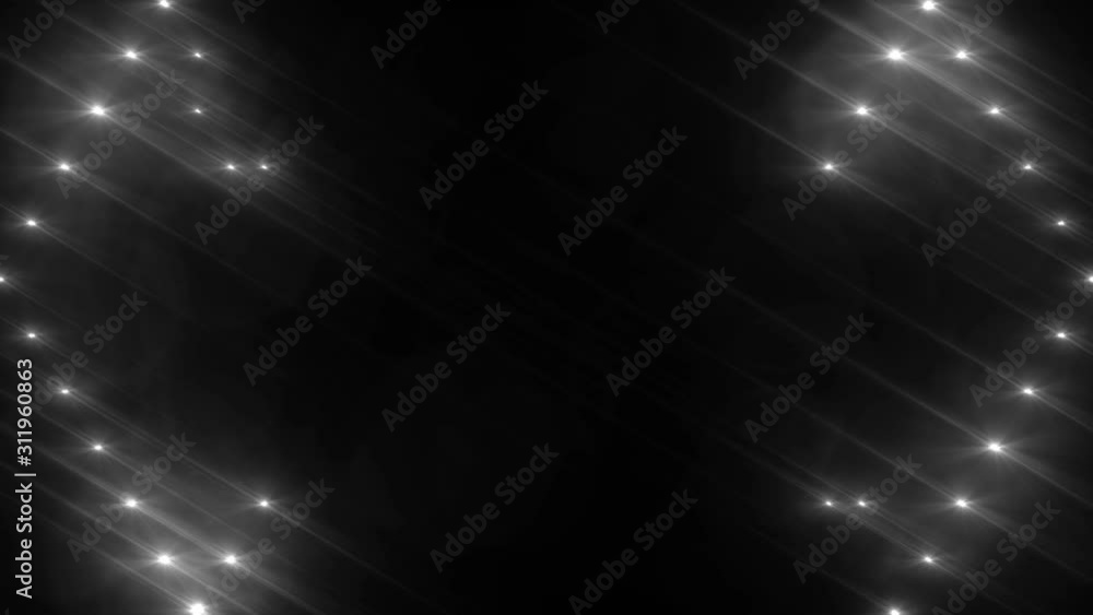 Led screen pixel light flashing with spotlights, shines, lights flare ...