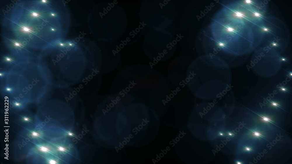 Led screen pixel light flashing with spotlights, shines, lights flare ...