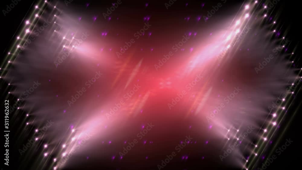 Led screen pixel light flashing with spotlights, shines, lights flare ...