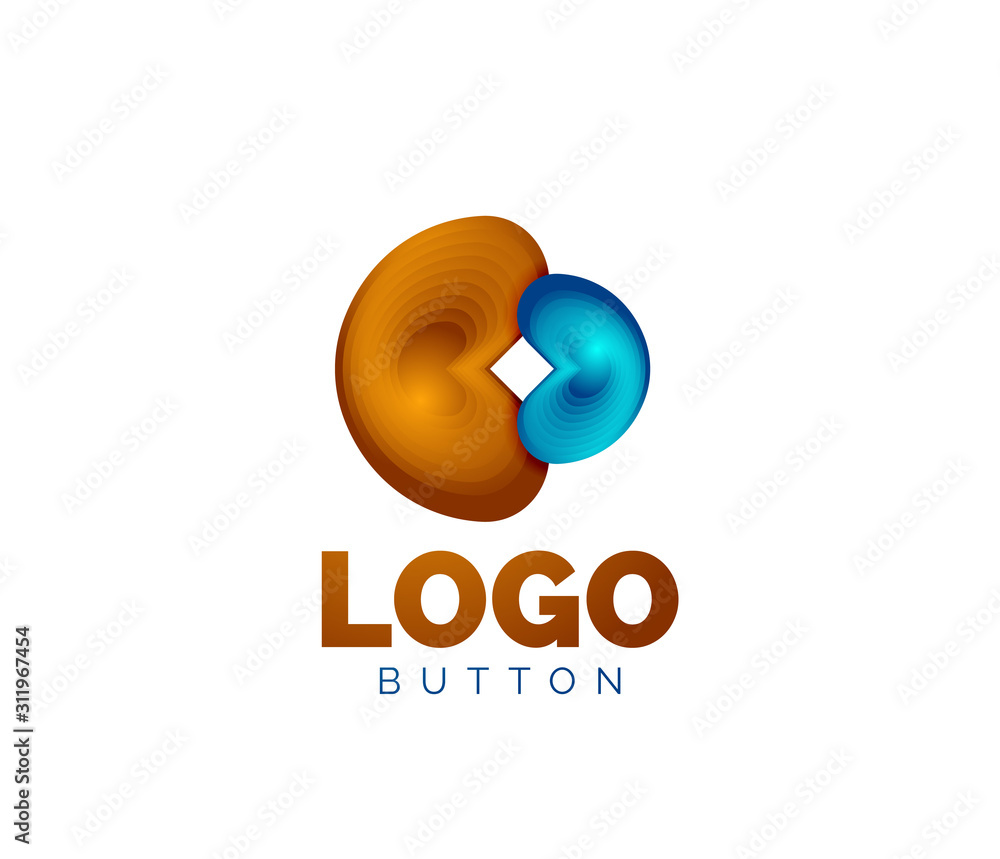 Abstract round shape logo template. Minimal geometrical design, 3d ...