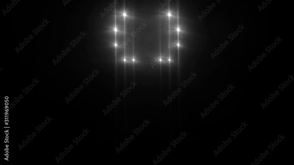 Led screen pixel light flashing with spotlights, shines, lights flare ...