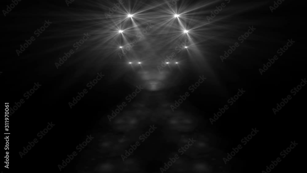 Led screen pixel light flashing with spotlights, shines, lights flare ...