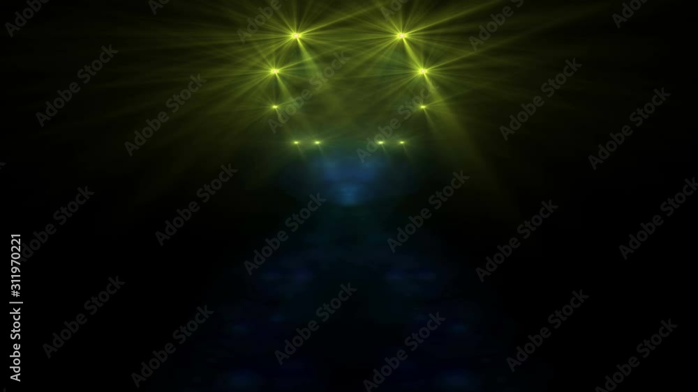 Led screen pixel light flashing with spotlights, shines, lights flare ...