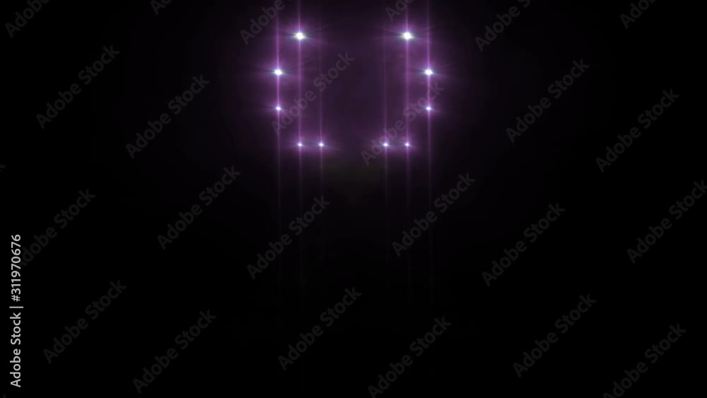 Led screen pixel light flashing with spotlights, shines, lights flare ...