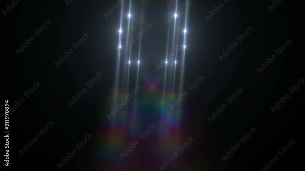 Led screen pixel light flashing with spotlights, shines, lights flare ...