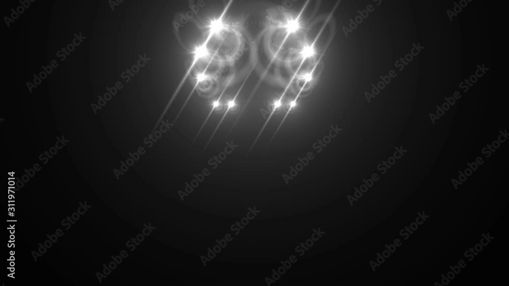 Led screen pixel light flashing with spotlights, shines, lights flare ...